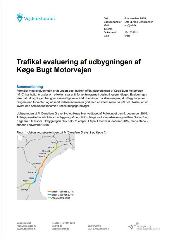 Trafikal evaluering af udbygningen af Køge Bugt Motorvejen